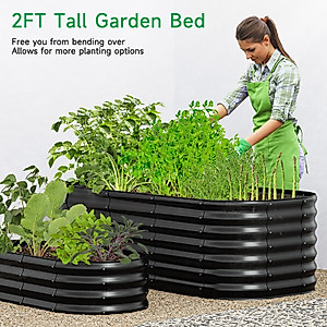 GreatBuddy Raised Garden Beds Outdoor 8x4x2ft, Large Metal Planter Box for Deep-Rooted Vegetables, Flower, Fruit, Herbs, and Succulents w/ 478 Gallon Capacity, Black
