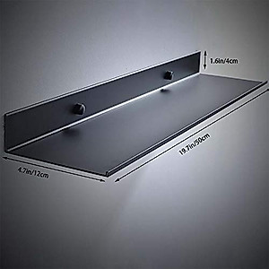 Wall Mounted Wall Shelves Bathroom Shelf Bookcases Black Display Shelf Storage Rack Floating Shelves Kitchen Wall Shelf 19.7inch Black Aluminum Toilet Accessories Free of Punch or Punch 1 Pack Metal