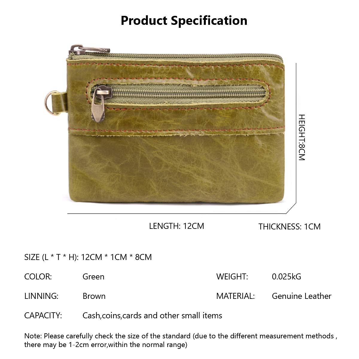 Genuine Leather Small Wallet - Casual Simple Wallet - Coin Purse - Credit Card Package - For Ladys Men Women Girl Boys (Light Green)