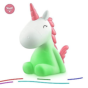 Sweet Ponies (5.4" x 3.7" x 6.7"; 9.2 oz Unicorn Candy LED Light Cute Gifts for Girls, Boys, kids - Battery Operated (1.6 W) Table, Desk & Beside Cute Lamp Both Color Changing & Wraped in Gift Package