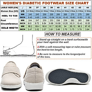 W&LESVAGO Women's Wide Width Non-Slip Diabetic Walking Shoes with Air Cushion,Lightweight Adjustable Edema Sneakers for Arthritis Swollen Feet(Beige,9)