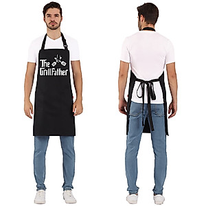 ALIPOBO Funny Grill Aprons for Men Dad - The Grillfather Apron - Funny Chef Cooking Grilling BBQ Apron with 2 Pockets - Birthday Father's Day Christmas Gifts for Dad, Step Dad, Father in Law, Husband