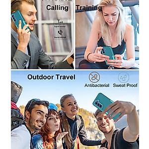 Dahkoiz for Samsung Galaxy S21 FE 5G Case, and Glass Screen Protector, Dust Proof Port Cover, Full Body Protection Durable Rubber Cover Phone Case, Teal