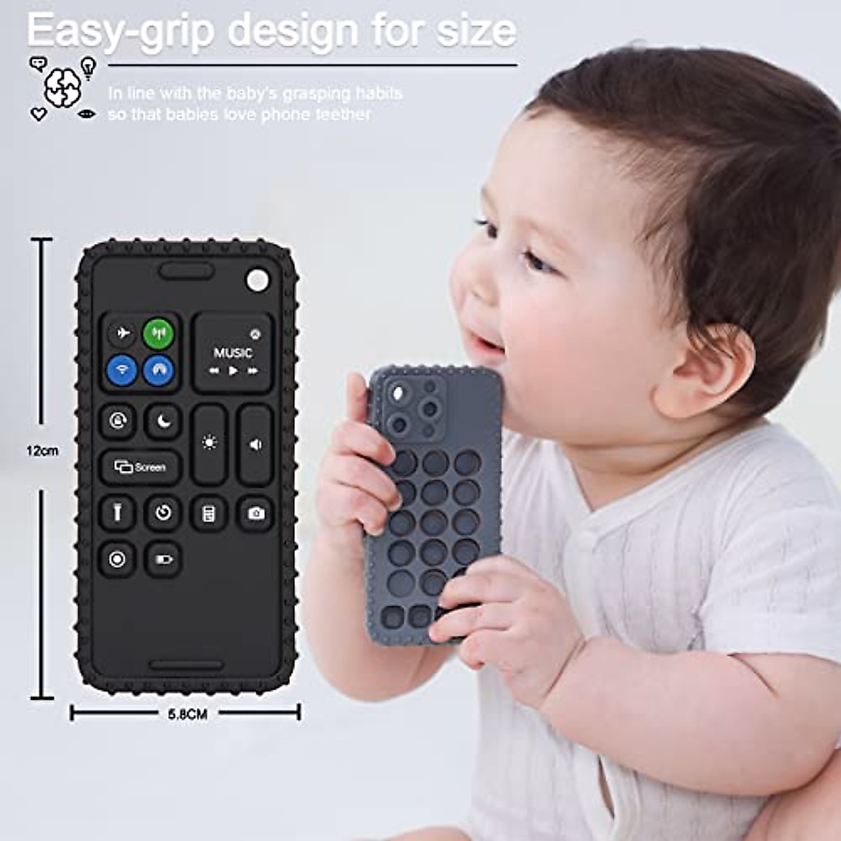 GOQELK Baby Teething Toys, Teething Toys for Babies 0-6-12-18 Months, Phone Teething for Babies, Teethers for Babies Boys Girls Baby Molar Teether Chew Toys Set | (Pack of 2)…