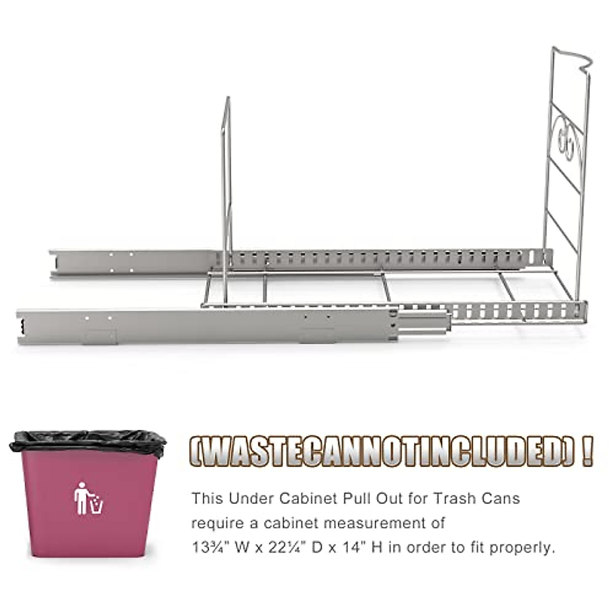 Eazy2hD Pull Out Under Cabinet, Cabinet Trash Can Pull Out Kit , Kitchen Trash Garbage Can & Bin for Under Counter Cabinet, Rquires a 13”W X 23”D Cabinet Opening,Trash Can Not Included