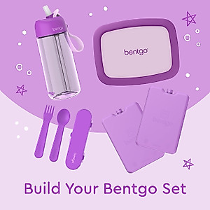 Bentgo® Kids Utensil Set - Reusable Plastic Fork, Spoon & Storage Case - BPA-Free Materials, Easy-Grip Handles, Dishwasher Safe - Ideal for School Lunch, Travel, & Outdoors (Purple)