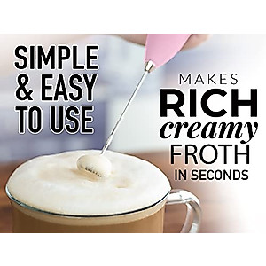 Zulay Kitchen Premium Gift Milk Frother Complete Set - Handheld Foam Maker, Stencils & Frother Set - Whisk Drink Mixer for Coffee - Mini Blender for Cappuccino, Frappe