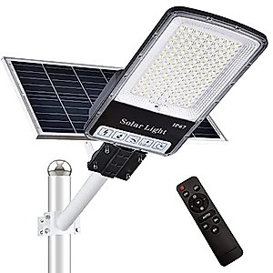 CHUCAI LED Solar Outdoor Lights,300W Solar Street Light Outdoor Lamp,IP67 Waterproof Security Flood Light with Remote Control,6500k Daylight Dusk to Dawn Solar Lights for Stadium,Parking Lot,Garden