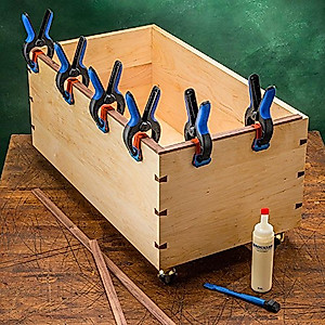 Medium Spring Clamps (Pair) – Easy Squeeze Bandy Clamps Woodworking for Thinner Stock, & Delicate Moldings – One-Handed Operation Medium Clamps – Easy to Grip Nylon Hand Clamps w/Fiberglass