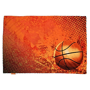 Dear Baby Gear Deluxe Baby Blankets, Custom Minky Print Basketball, 38 Inches by 29 Inches