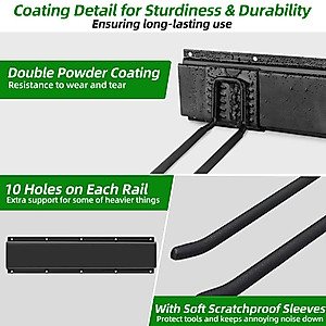 PIYILO Garage Organization, Garage Wall Organizer with 48 inches Rails and 6 Hooks, Tool Organizers Heavy Duty, Shovel Holder Wall Mount Max Load 360 LBS, Sturdy Garden Tool Rack for Folding Chairs