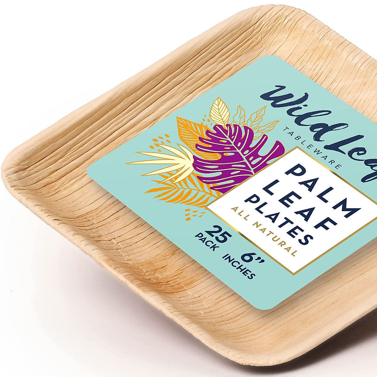 Disposable Palm Leaf Plates 6 Inch / 25 Pack. All Natural Compostable, Biodegradable and Eco Friendly Dessert Party Plates - Comparable to Bamboo or Wood - Great for Outdoor Parties, Weddings and BBQs