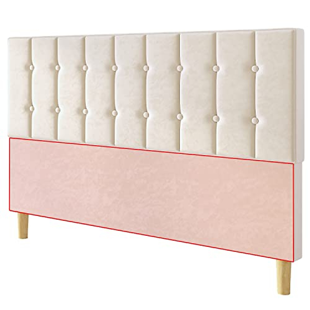 LIKIMIO Queen Bed Frame with Headboard, Velvet Upholstered Platform Beds with Strong Wooden Slats/Mattress Foundation/Easy Assembly, Beige