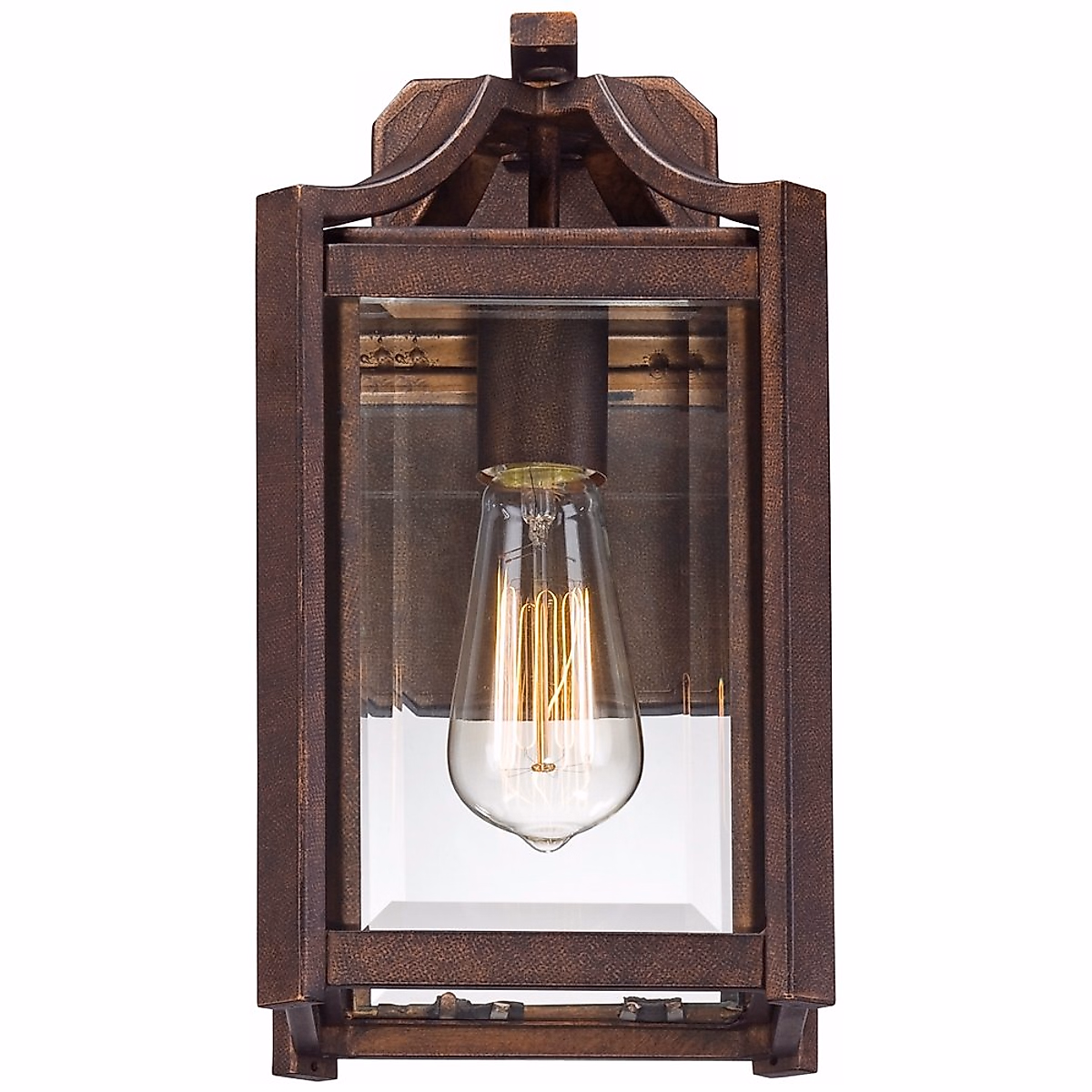 Franklin Iron Works Rockford Farmhouse Rustic Outdoor Wall Light Fixture Bronze Iron 12 1/2" Clear Beveled Glass Panel for Exterior House Porch Patio Outside Deck Garage Yard Front Door Garden Home