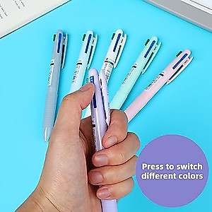 6 Pcs Multicolor Ballpoint Pens 0.5 mm 4-in-1 Colored Pens Color Changing Pen Retractable Nursing Pens Fine Point Ballpoint Pens for Office School Supplies