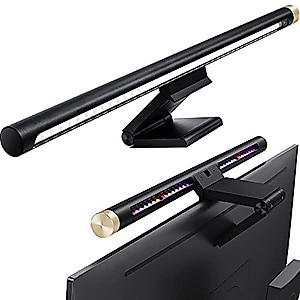 Lyghtzy Monitor Light Bar, Monitor Light with LED RGB Backlight, Dimmable and Changeable Color Temperature, Glare-Free & Flicker-Free, Home Office Desk Lamp, USB Powered (17.7 Inches) (Black)