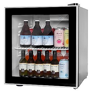 WATOOR Wine Cooler and Beverage Refrigerator 1.6 Cubic Feet 60 Cans Mini Fridge with Glass Reversible Door for Soda Beer or Wine