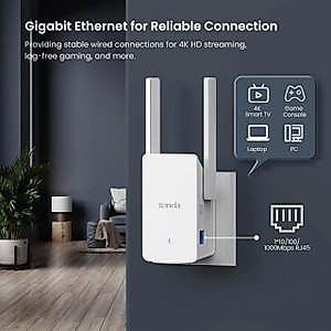 Tenda WiFi 6 Extender, AX3000 Dual Band WiFi Extender Signal Booster with Gigabit Ethernet Port, Home Internet Extender WiFi Booster, AP Mode, WPS Easy Setup(A33)