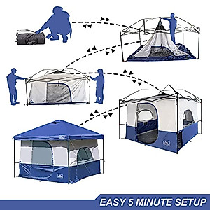 KAMPKEEPER Camping Cube for Pop Up Canopy Tent, Converts 10'x10' Straight Leg Canopy into Camping Inner Tent, with 1 Dog Hole–Fully Vented Roof(Canopy & Frame NOT Included), Navy Blue