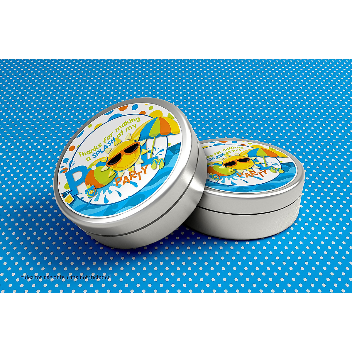 Pool Birthday Party Thank You Sticker Labels for Boys, 40 2" Party Circle Stickers by AmandaCreation, Great for Party Favors, Envelope Seals & Goodie Bags