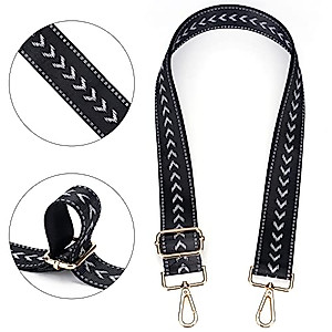 HKCLUF Women Bags Shoulder Strap Wide Purse Strap Adjustable Replacement Straps for Handbags Crossbody Bucket Shoulder Bag Replacement Belt(Black)