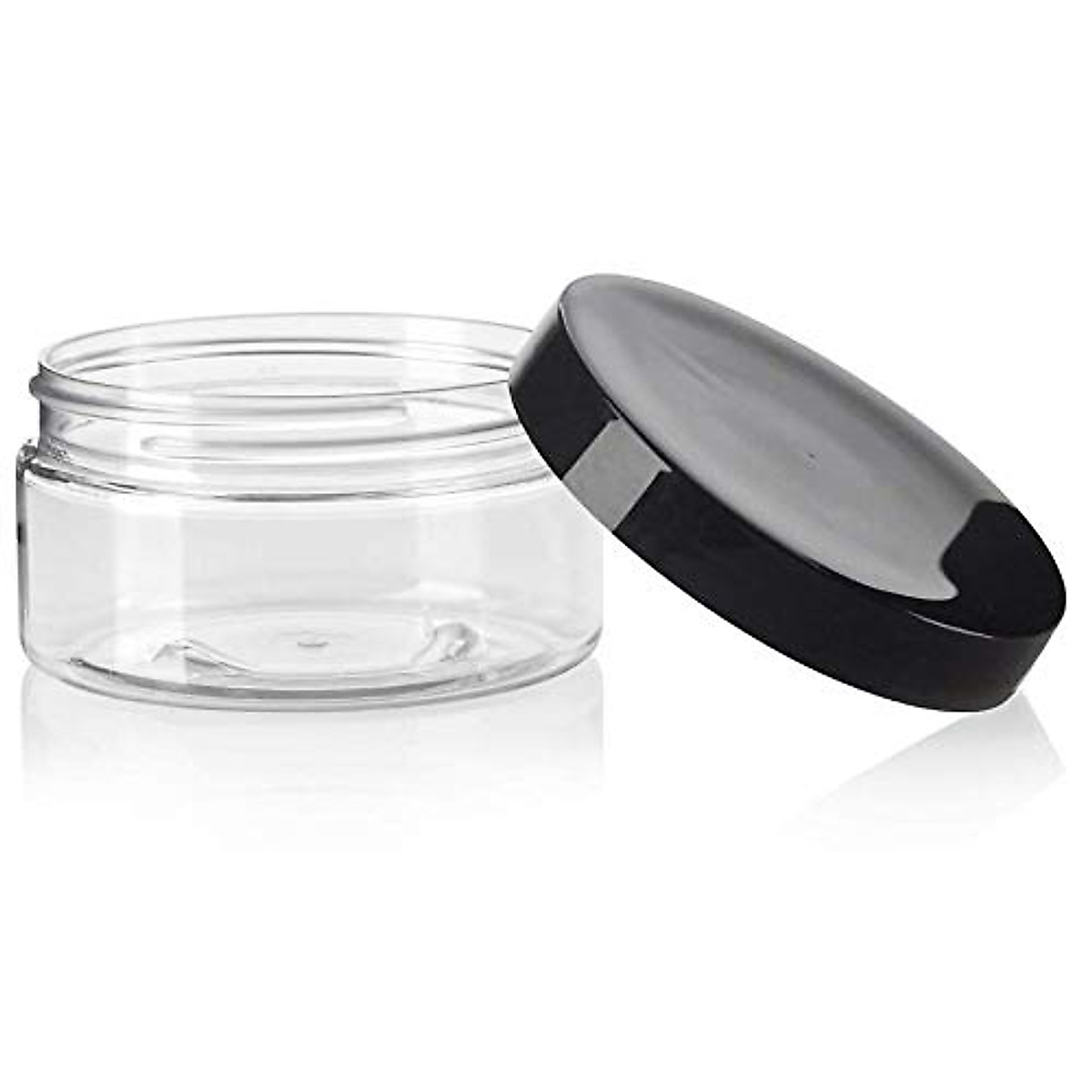 ericotry Clear PET Plastic (BPA Free) Refillable 8 Oz / 250ml Empty Cosmetic Containers Cases with Black Lid for Cream Lotion Bottle All Purpose Portable Household Containers (6 Pack)