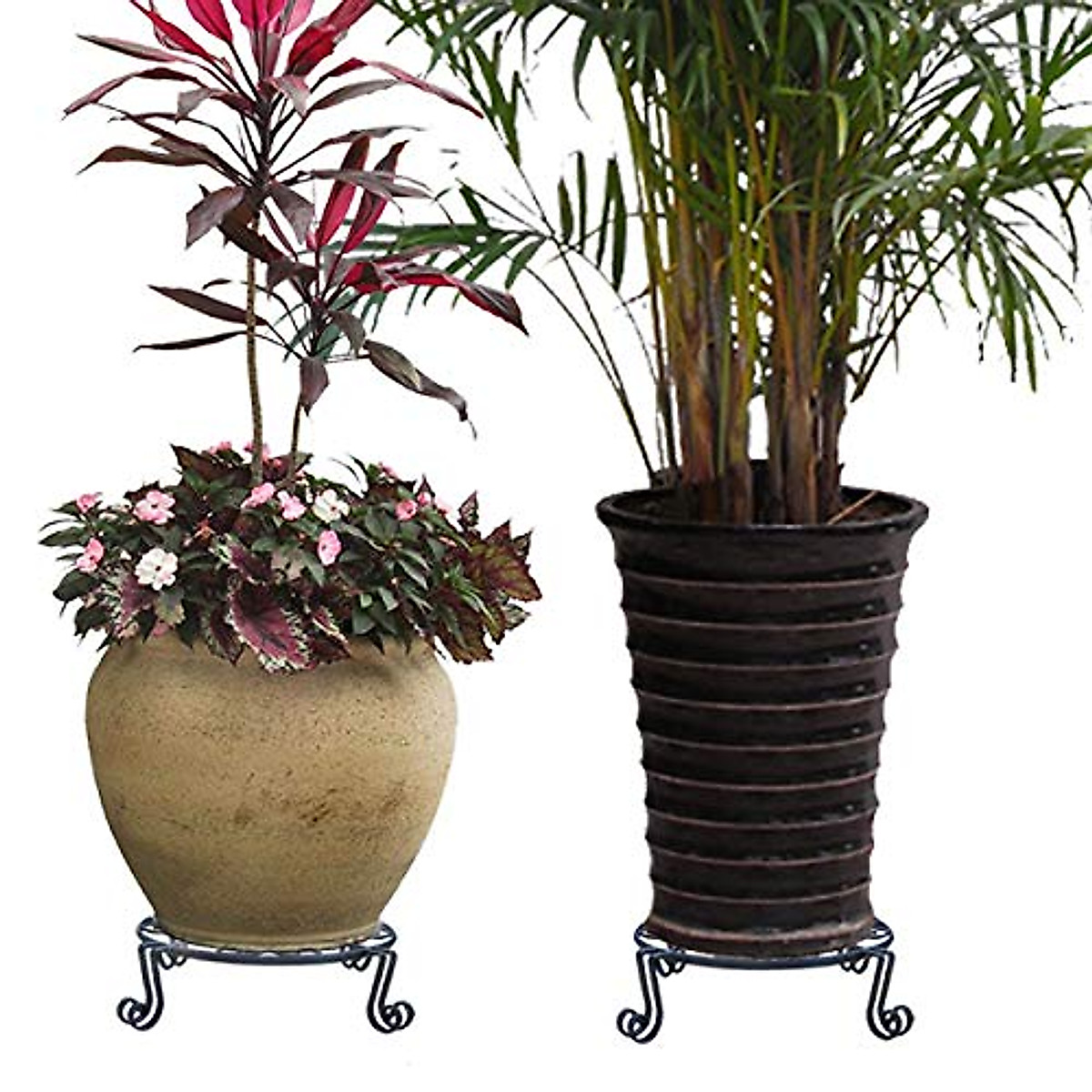 Black Plant Stand for Flower Pot Heavy Duty Potted Holder Indoor Outdoor Metal Rustproof Iron Garden Container Round Supports Rack for Planter Bronze, Pumpkin Stand Outdoor
