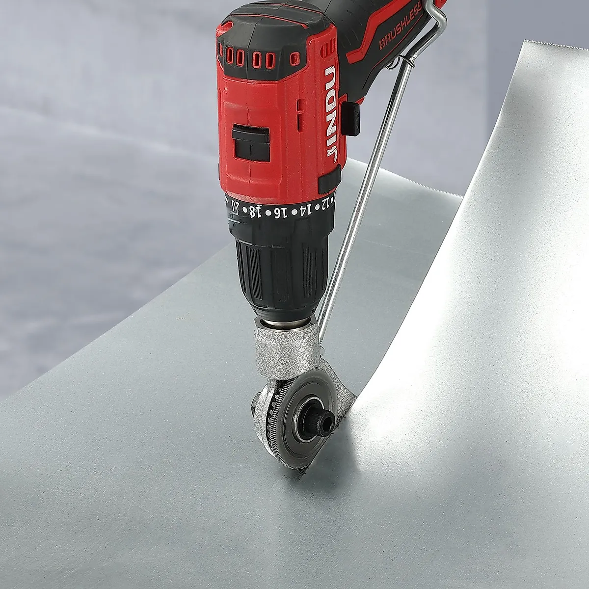 Jikbeed Metal Nibbler Drill Attachment - Electric Drill Shears Attachment Cutter Nibbler, Sheet Metal Cutter Tool Adapter, Specifically Designed for Cutting Flat Metal Sheets of 21 Gauge and Below