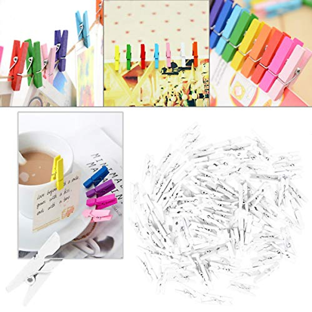 VORCOOL Pin 100PCS Mini Wooden Pegs, Mini Pegs for Holding Photo Paper, Photo Pegs for Craft and DIY Decor Wedding Decor