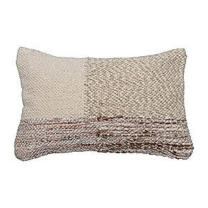 Creative Co-Op Woven Cotton Blend Lumbar, Multi-Patterned Neutral Throw Pillow, Multicolored