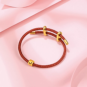 ZHOU LIU FU Solid Gold Charms Bracelets Letters Bracelet Beads 24k Gold Jewelry Charm for Necklaces Bracelets Pendants A B C D E F G H I J K L M N O P Q R S T U V W X Y Z Moon Star Crown Heart (J)