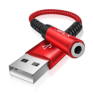 JSAUX USB to 3.5mm Jack Audio Adapter，USB to Audio Jack Adapter Headset，USB-A to 3.5mm TRRS 4-Pole Female, External Stereo Sound Card for Headphone, Mac, PS4, PC, Laptop, Desktops and More -Grey/0.6FT
