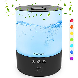 Cool Mist Humidifiers for Bedroom Large Room - Baby Air Humidifier with Night Light 8 Color - Quiet Ultrasonic Top Fill Humidifier - 28H Diffuser for Plants, Timer, Auto Shut-Off, 2.5L, White