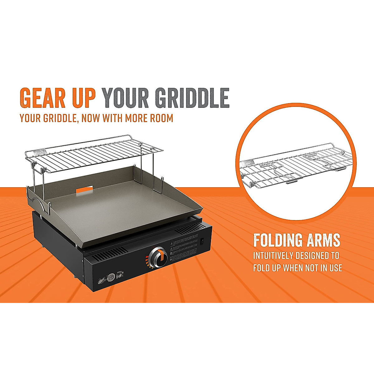Yukon Glory™ Griddle Warming Rack, Designed for 17" Blackstone Griddles, One-Step Clip On Attachment, Portable and Collapsible