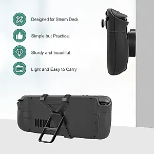 Lenink Stand for Steam Deck, Anti-Slip Foldable Holder Portable Base Wall Bracket Compatible with Valve Steam Deck Accessories (Black)