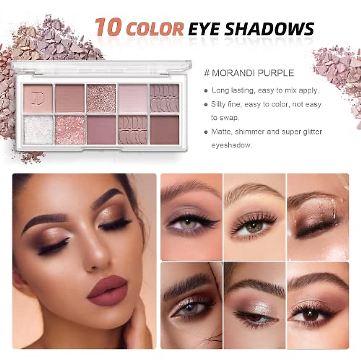 All in One Makeup Kit - Makeup Set for Women, Girls & Teens, Include 10 Colors Eyeshadow Palette, Lip Gloss, Eyebrow & Eyeliner Pencil, Waterproof Mascara, 6 Pcs Makeup Brushes (Pink Kits)