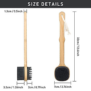 YONOY Back Scrubber for Shower Soft Silicone Long Handle Back Brush, 2 in 1 Bath and Shampoo Brush, Back Scrubber Body Exfoliator for Wet or Dry Brushing