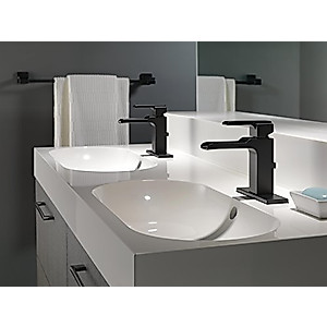 Delta Faucet Ara Matte Black Bathroom Faucet, Single Hole Bathroom Faucet, Waterfall Faucet, Metal Drain Assembly, Matte Black 568LF-BLMPU