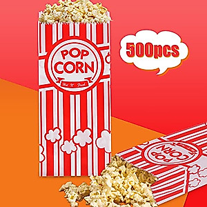 500 Pieces Paper Popcorn Bags, 1 oz Popcorn Bags Individual Servings for Popcorn Machine Party, Pop Corn Bag Bulk