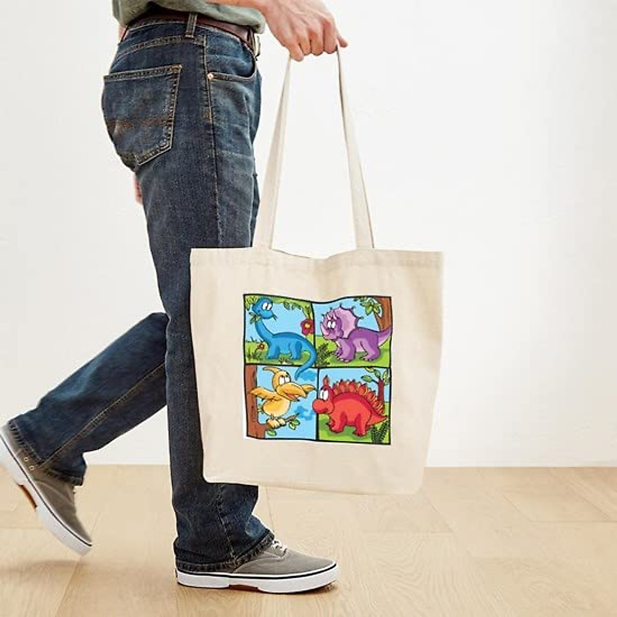 CafePress Dino Friends Tote-Bag Natural Canvas Tote-Bag,Shopping-Bag