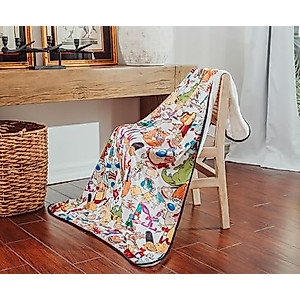 Nickelodeon Cartoon Collage Fleece Throw Blanket | Soft Polyester Cover For Sofa, Bed | 45 x 60 Inches