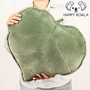 Happy Koala Soft Decorative Leaf Shaped Throw Pillow Cushion [Green] 19 x 19 inch Great for Bedroom, Sofa, Couch, Living Room