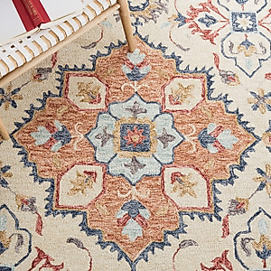 SAFAVIEH Metro Collection Accent Rug - 3' x 5', Beige & Rust, Handmade Wool, Ideal for High Traffic Areas in Entryway, Living Room, Bedroom (MET354B)