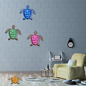 Surakey Metal Sea Turtle Wall Decor Sea Turtle Wall Art Decor Hanging Animal Ornament for Home Bedroom Living Room Office Garden Fences Aquarium Ocean Wall Decoration (Green)