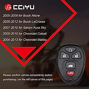 cciyu X 1 Flip Key Fob 5 buttons Replacement for 06 07 08 09 10 11 12 13 for Buick Allure LaCrosse for Chevy for Cobalt Series with FCC KOBfor GT04A