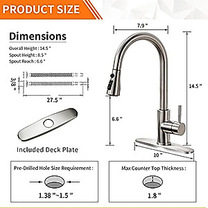 OWOFAN Kitchen Sink Faucet Brushed Nickel Bundles