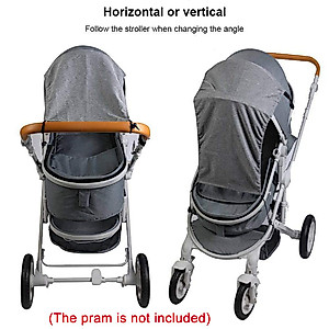 OERTUFU Stroller Sun Shade Baby Stroller Sun Cover,Universal Pram Sunshade for Pushchair, Buggy and Carrycot, Sun Stroller with UV Protection 50+, Sun Shade Blackout Blind Black, Grey 50x30x67cm