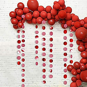 Decor365 Glitter Red Circle Dots Garland Kit for Party Hanging Decoration/Streamers/Backdrop/Banner/Garlands/Photo Booth Decor for Chinese New Year Celebration/Birthday/Wedding/Valentines/Engagement