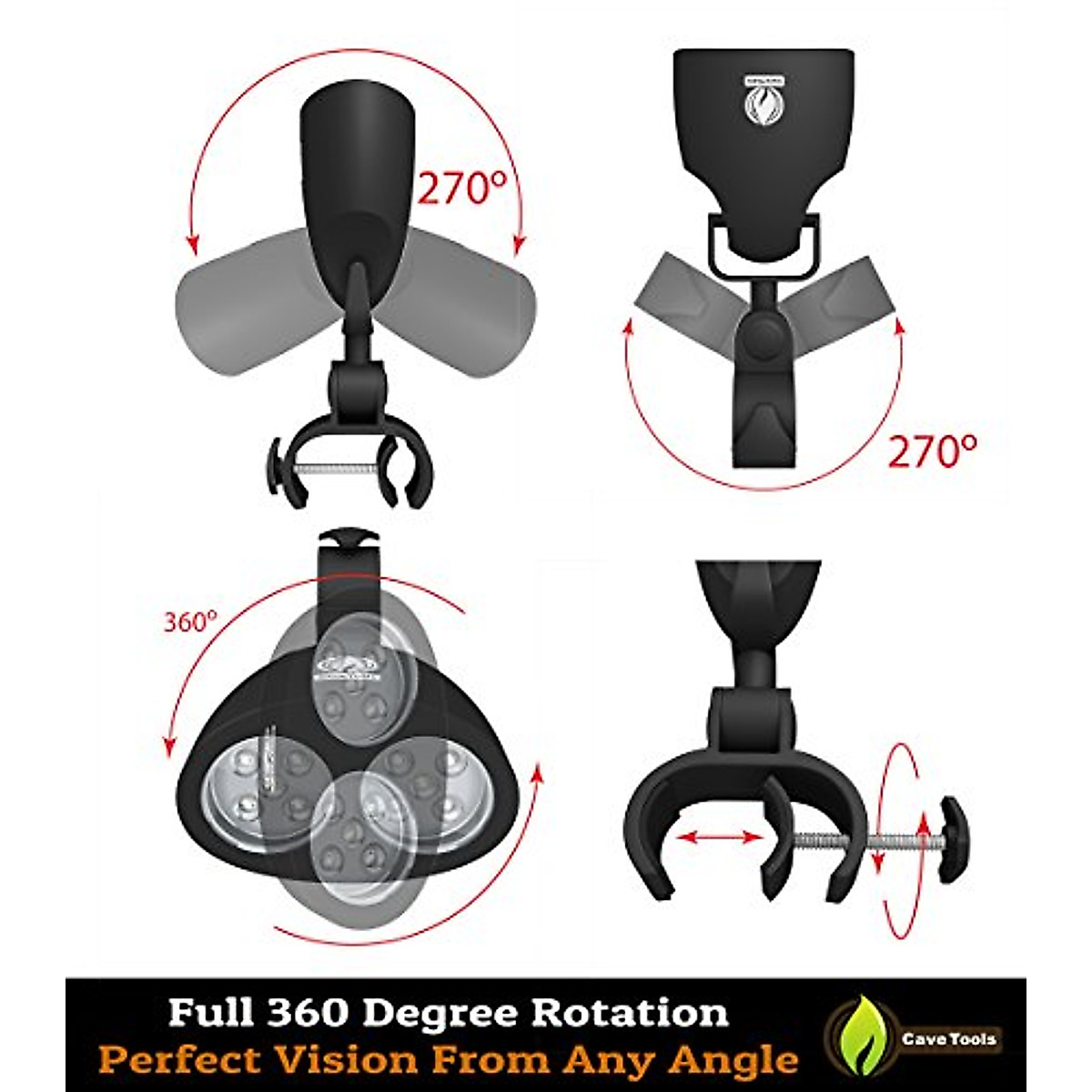 Cave Tools Barbecue Grill Light for Outdoor Grill - Fits Round & Square Bars on Any BBQ Pit - 10 LED for Grilling at Night - BBQ Grill and Smoker Accessories