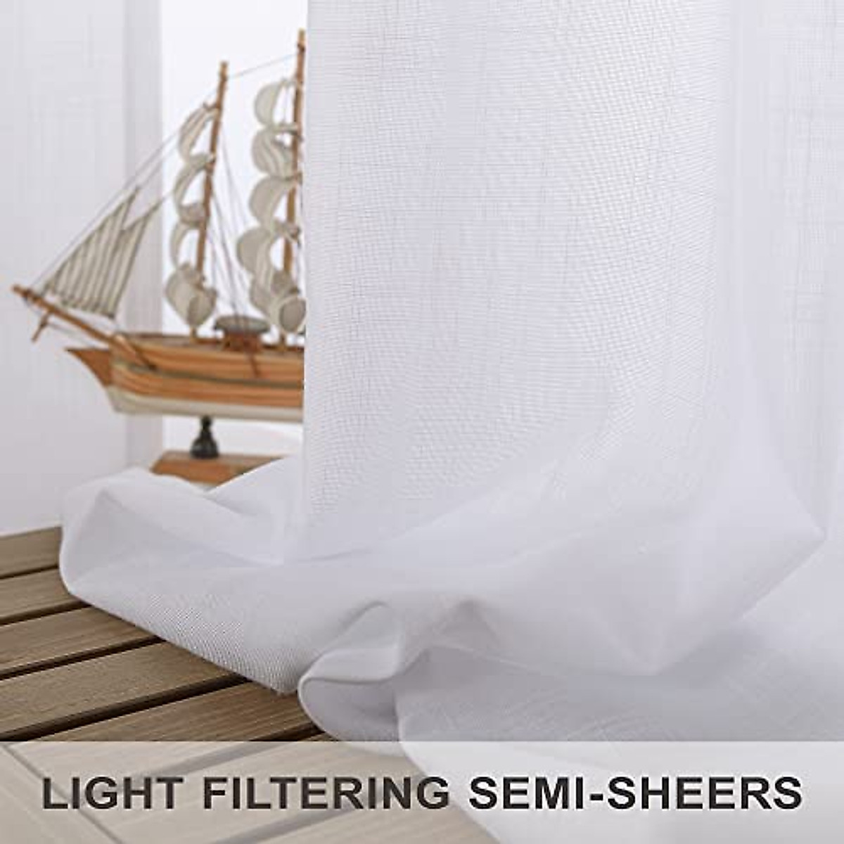 White Linen Curtains 108 Inches Long for Living Room 2 Panels Set Back Tab Drapes Semi Sheer Cotton Textured High Ceiling to Floor Curtains for Patio Stunning Bohemian Urban Industrial Farmhouse 9 FT